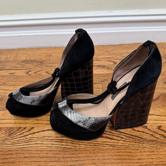 Zac Posen | Shoes | Zac Posen Black Suedecroc Wedges | Poshmark